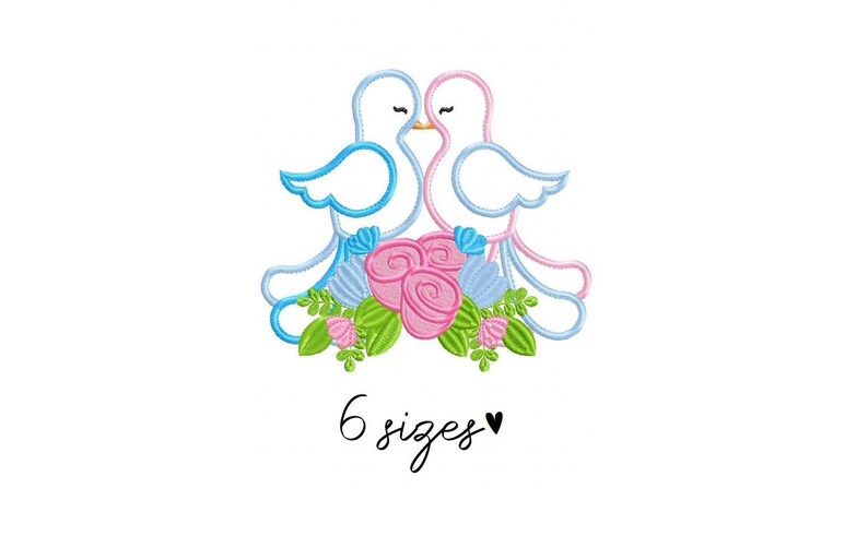 Wedding Doves Embroidery Design Birds Embroidery Design - Etsy