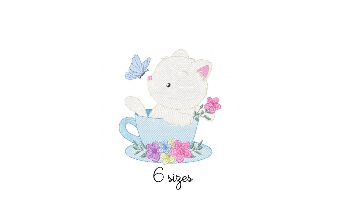 Cat Cup Embroidery Design Animals Embroidery Design Machine - Etsy