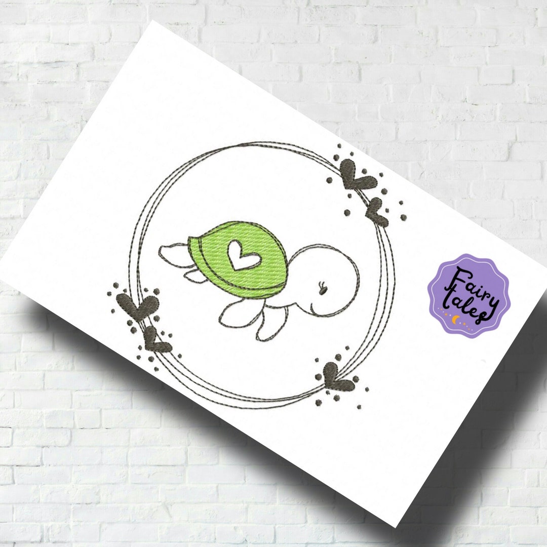 Cute Turtle Frame Embroidery Designs, Baby Embroidery Design Machine ...