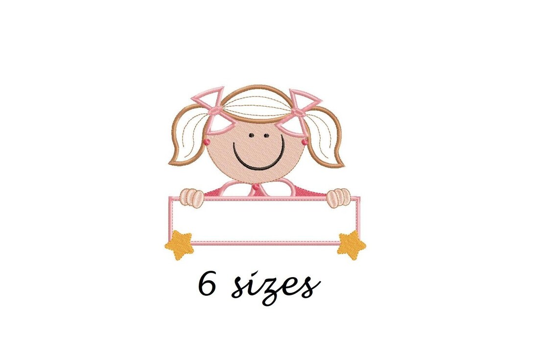 Cute Girl Frame Embroidery Designs Girly Embroidery Design - Etsy