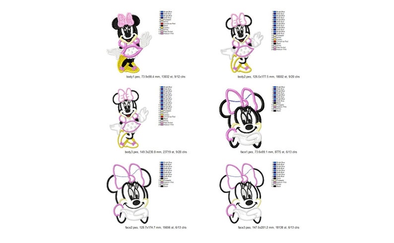 Minnie embroidery designs minnie embroidery design machine | Etsy
