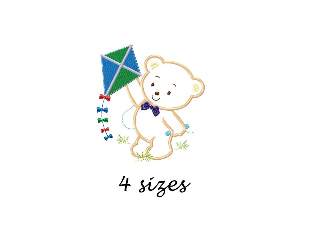Teddy Bear With Kite Embroidery Design Machine Embroidery Pattern Teddy ...