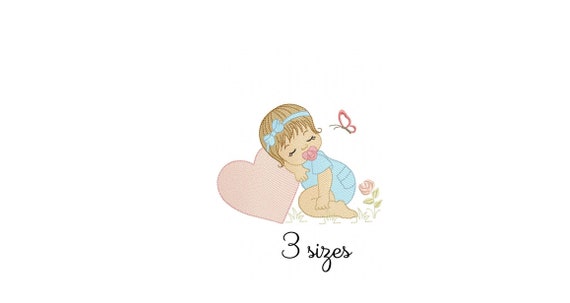 Baby Girl Heart Embroidery Design Girl Embroidery Design - Etsy