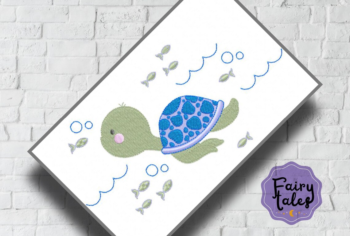 Cute Turtle Embroidery Design - Baby Machine Embroidery File - PES JEF ...