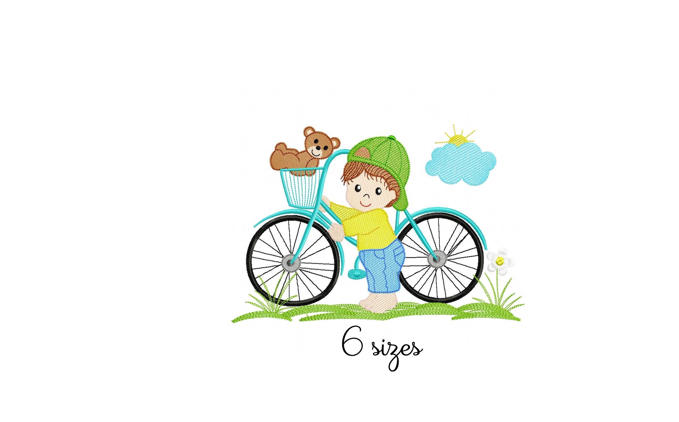 Cute Boy Bike Embroidery Design, Baby Embroidery Design Machine, Boy ...