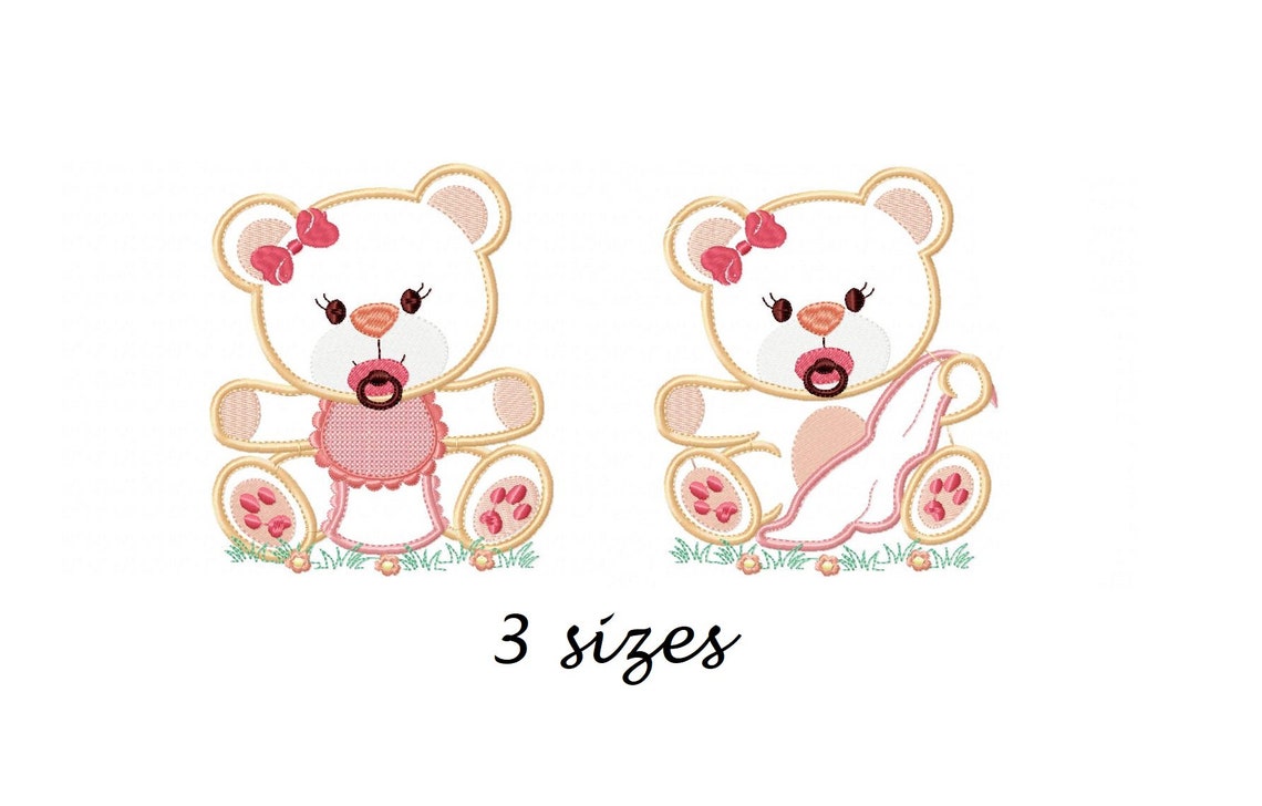 Baby Bear Girl Embroidery Design Girls Embroidery Design | Etsy