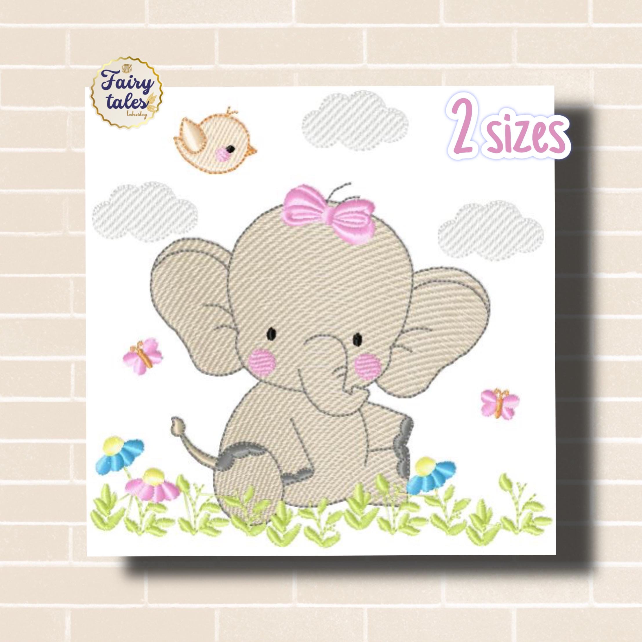 Elephant Girl Embroidery Design - Baby Machine Embroidery File - PES ...