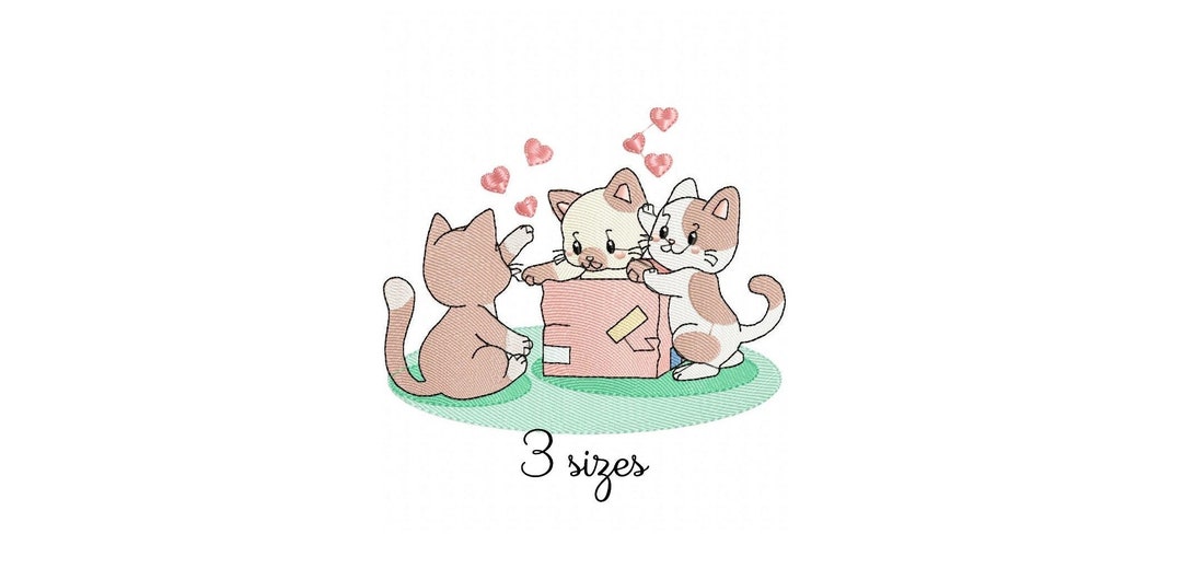 Cats Trio Embroidery Design Animals Embroidery Design - Etsy