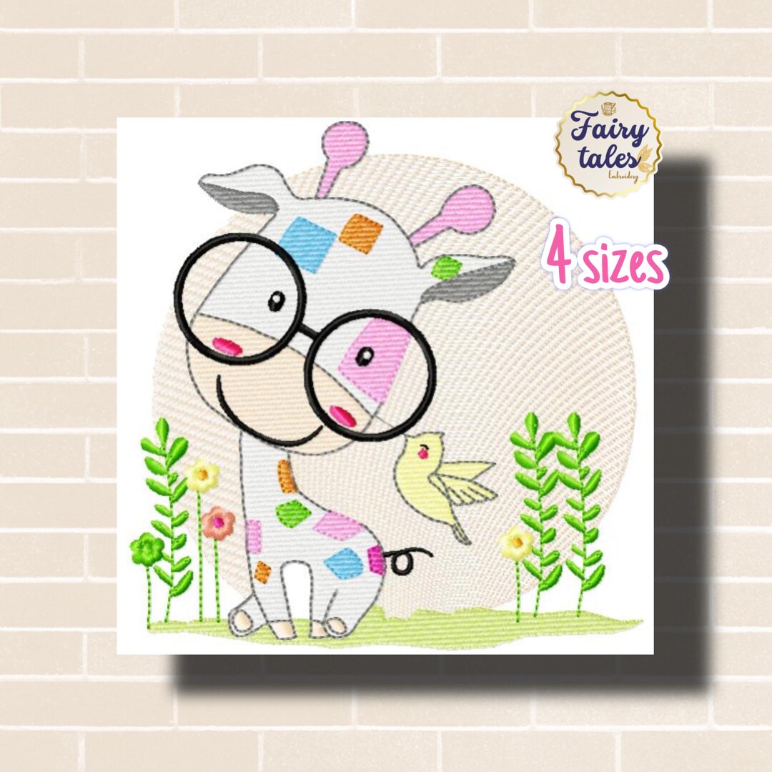 Giraffe Embroidery Design - Baby Machine Embroidery File - PES JEF HUS ...