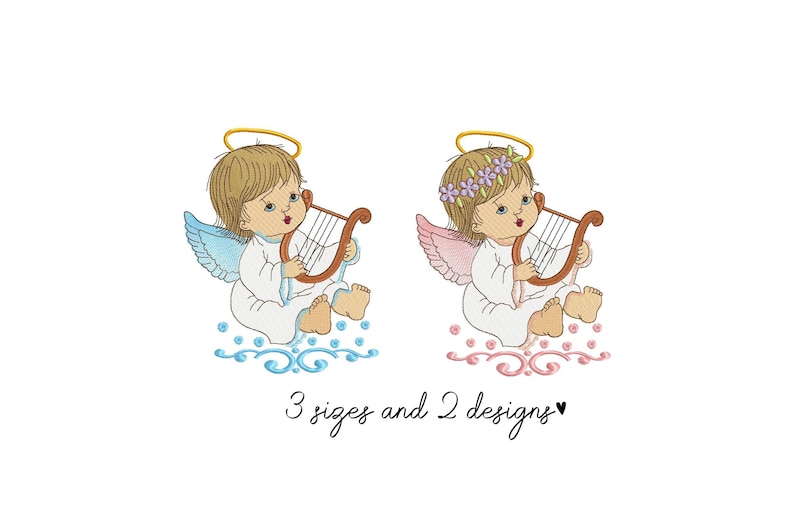 Angels Boy/girl Embroidery Design - Baby Machine Embroidery File - PES ...