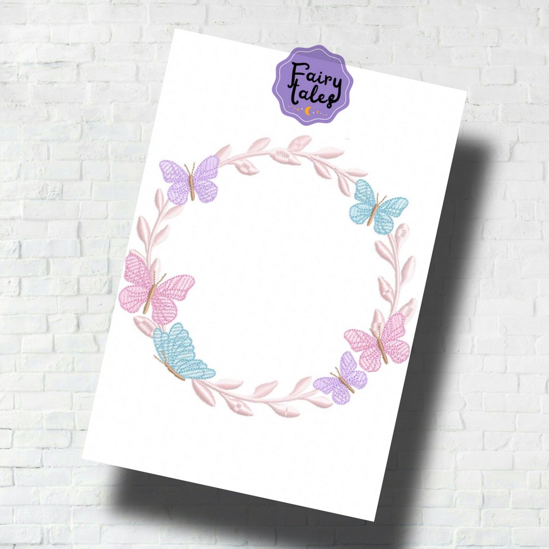 Cute Butterfly Frame Embroidery Design - Floral Machine Embroidery File ...