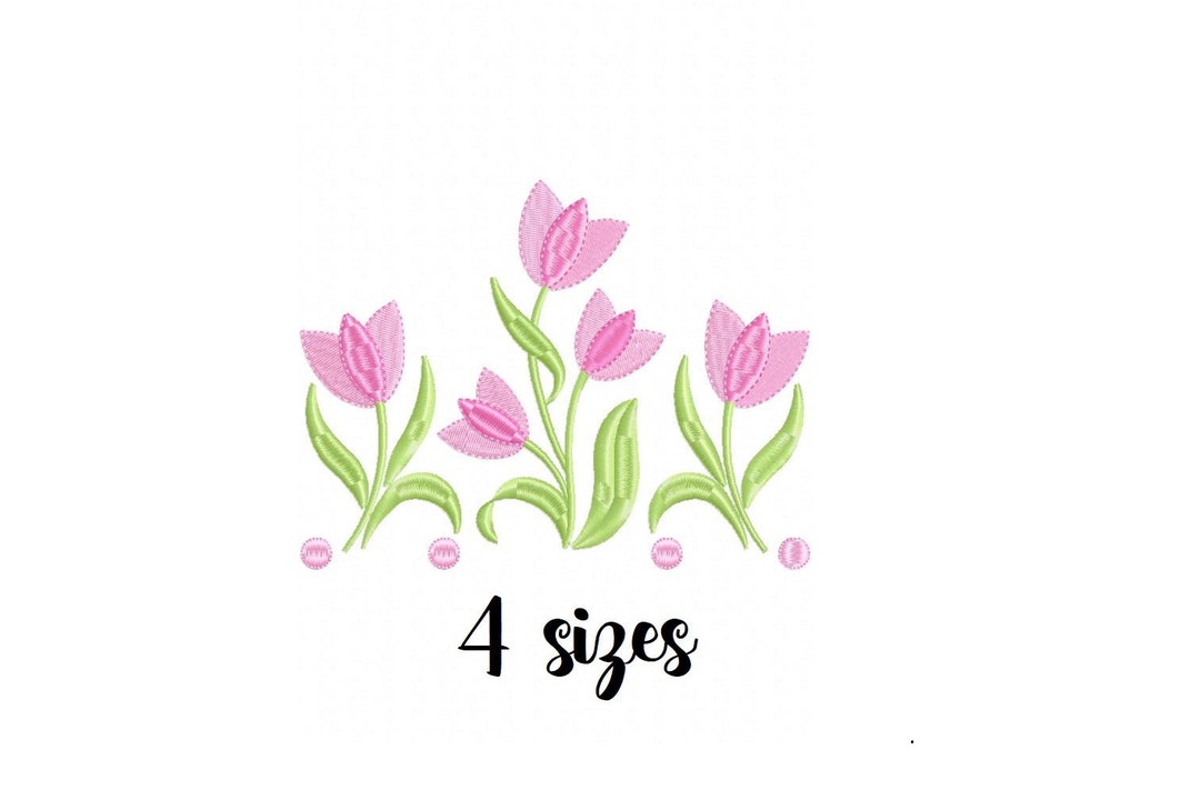 Tulip Embroidery Design - Flowers Machine Embroidery File - PES JEF HUS ...