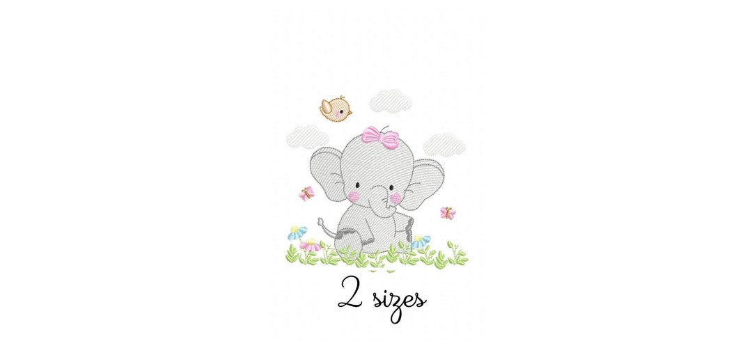 Elephant Girl Embroidery Design - Baby Machine Embroidery File - PES ...