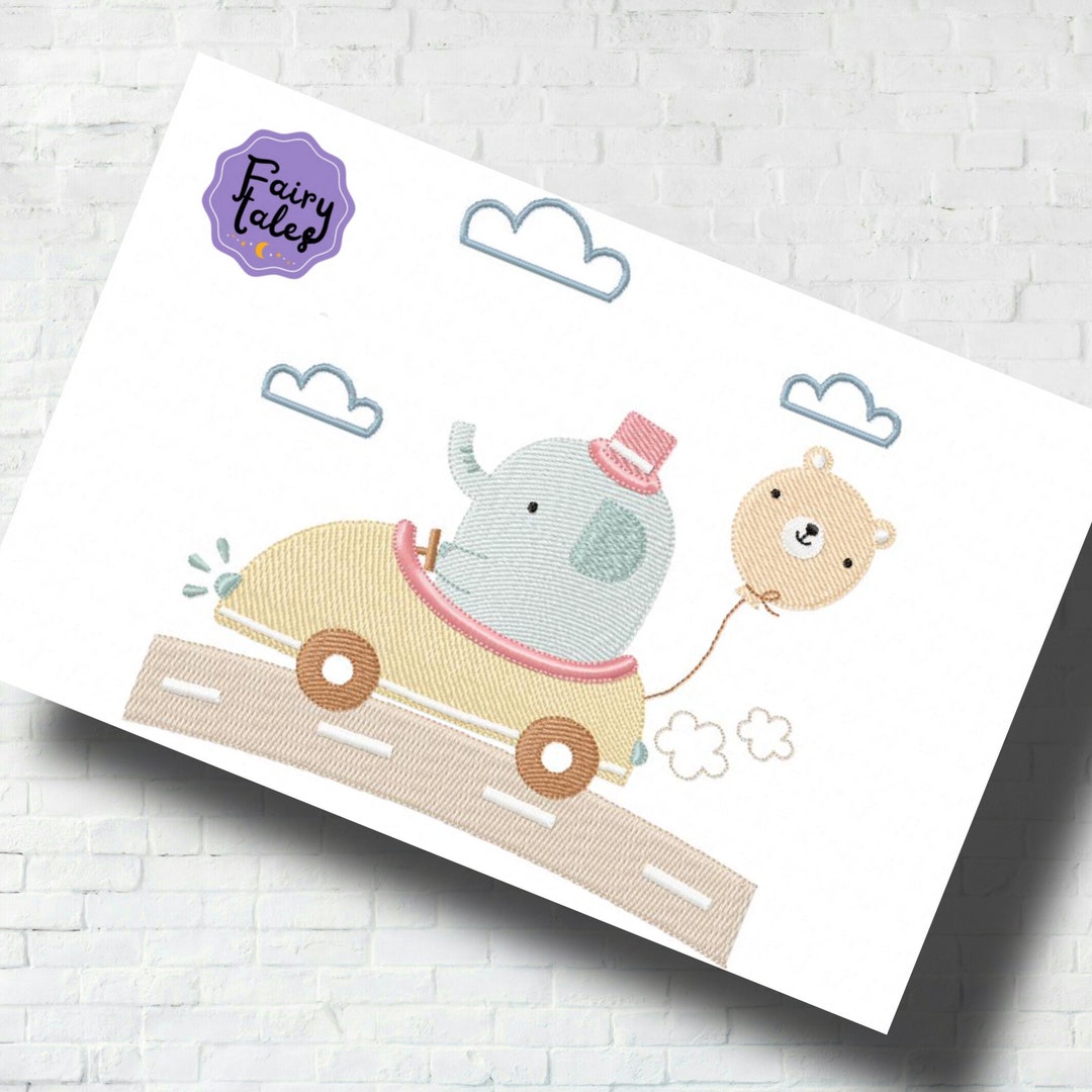 Elephant Driver Embroidery Design, Baby Embroidery Design, Newborn ...