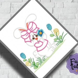 Bunny Girl Applique Machine Embroidery Design, Bunny Embroidery Pattern ...