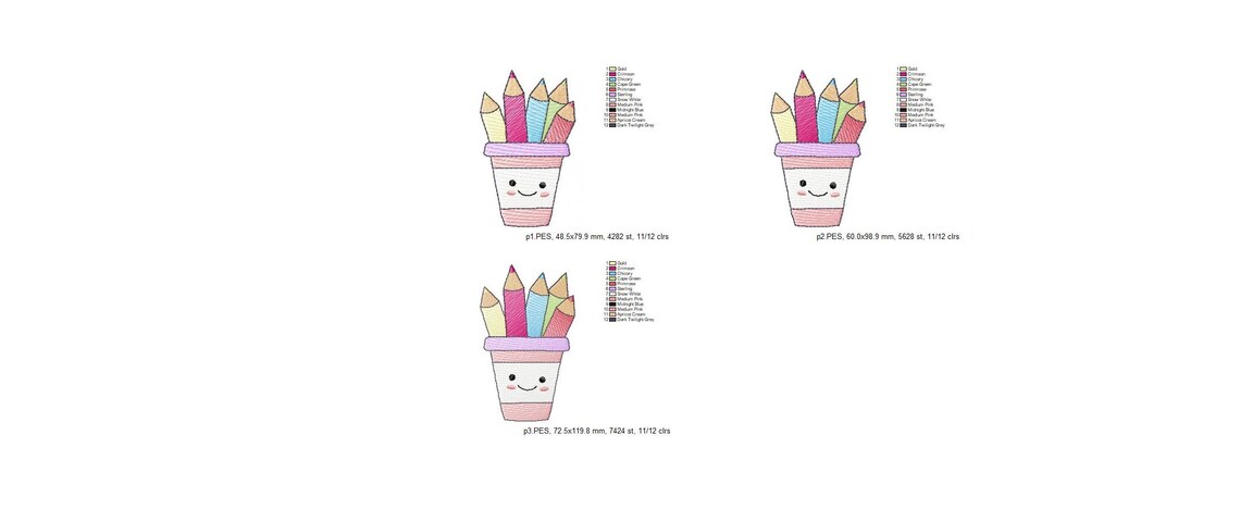 Cute Pencil Embroidery Designs Class Embroidery Design - Etsy