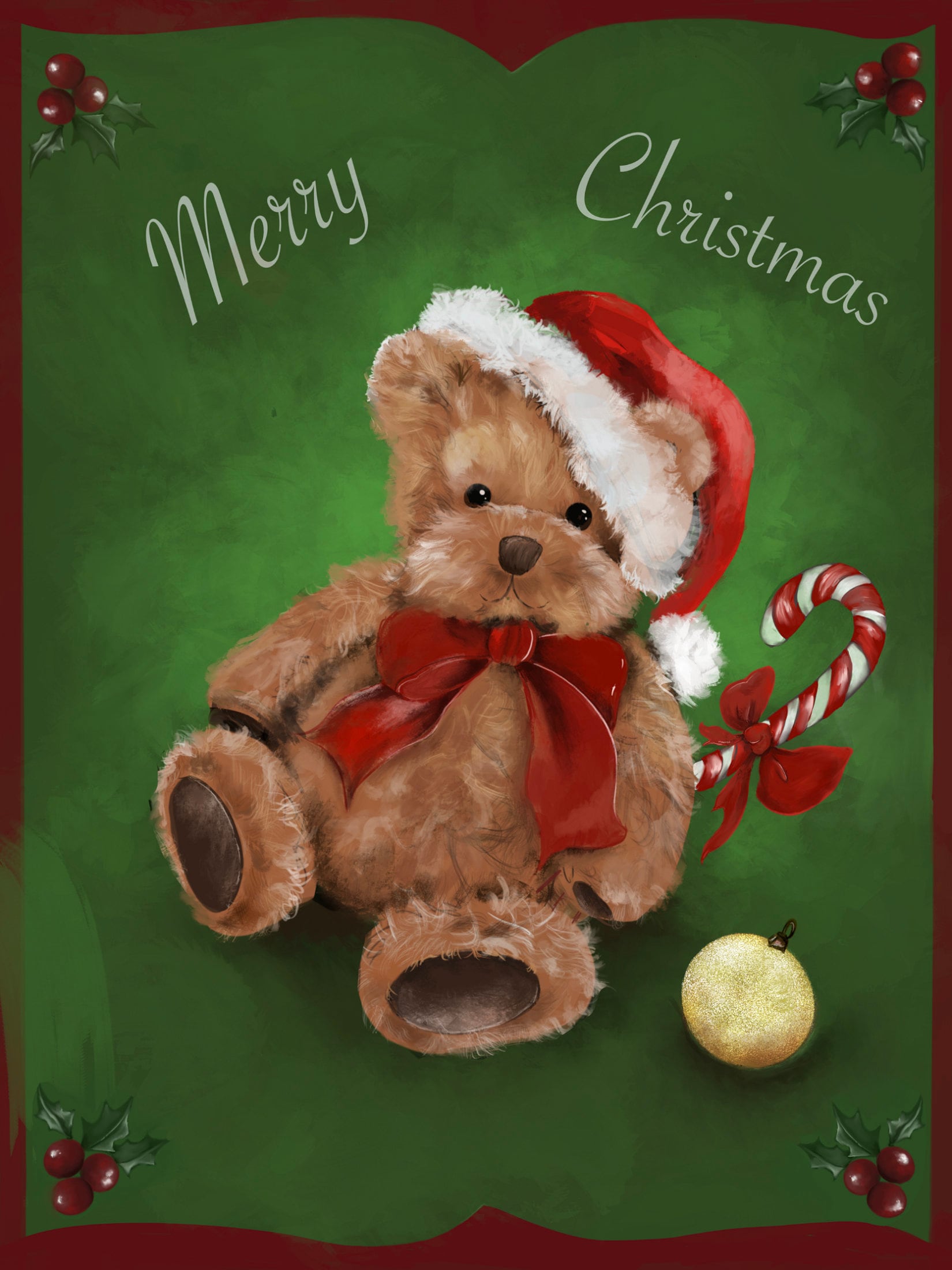 Teddy Bear Christmas Card - Etsy