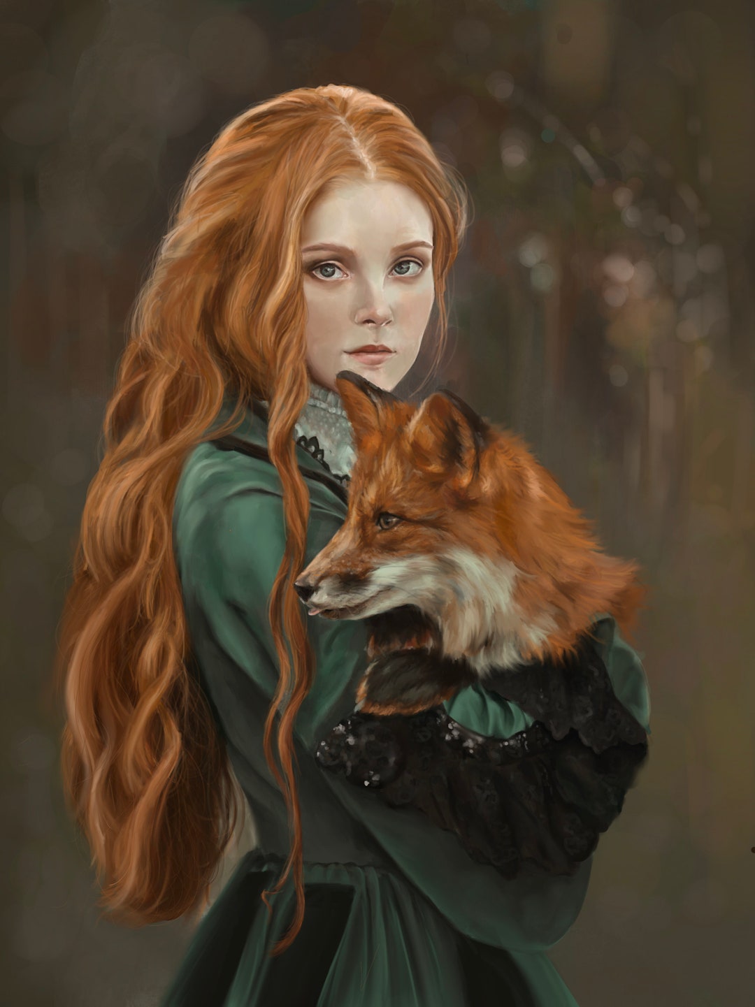 Woodland Fairy With Fox Painting | Art Print - Etsy