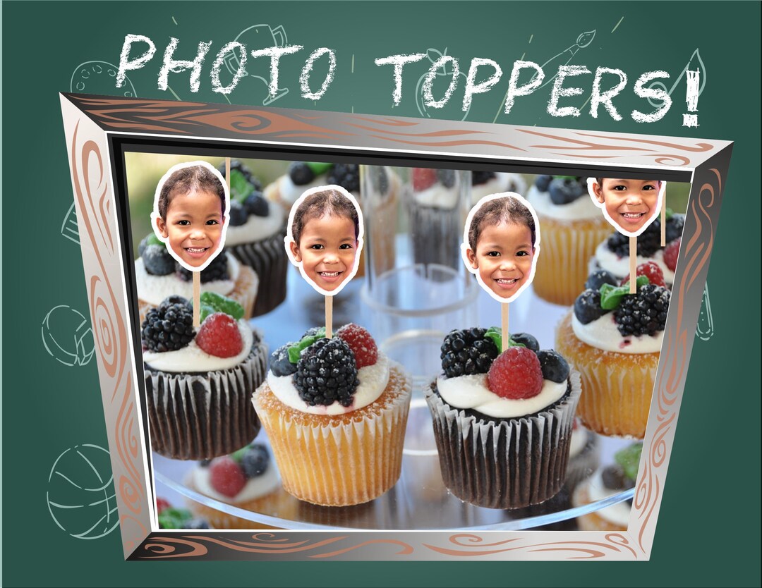 Party Cupcake Toppers Personalized Stickers Face Photo With Birthday ...