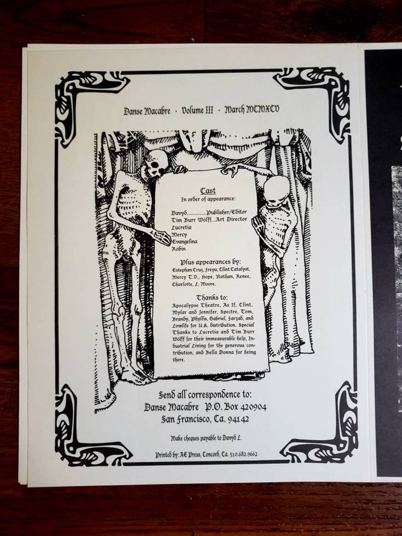 Vintage Goth Zine Cover "danse Macabre" 1995. Suitable for Framing ...