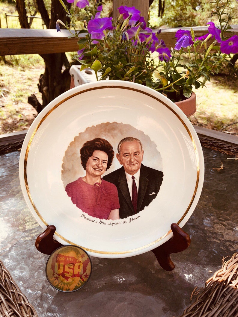 LBJ Presidential Plate and Button - Etsy