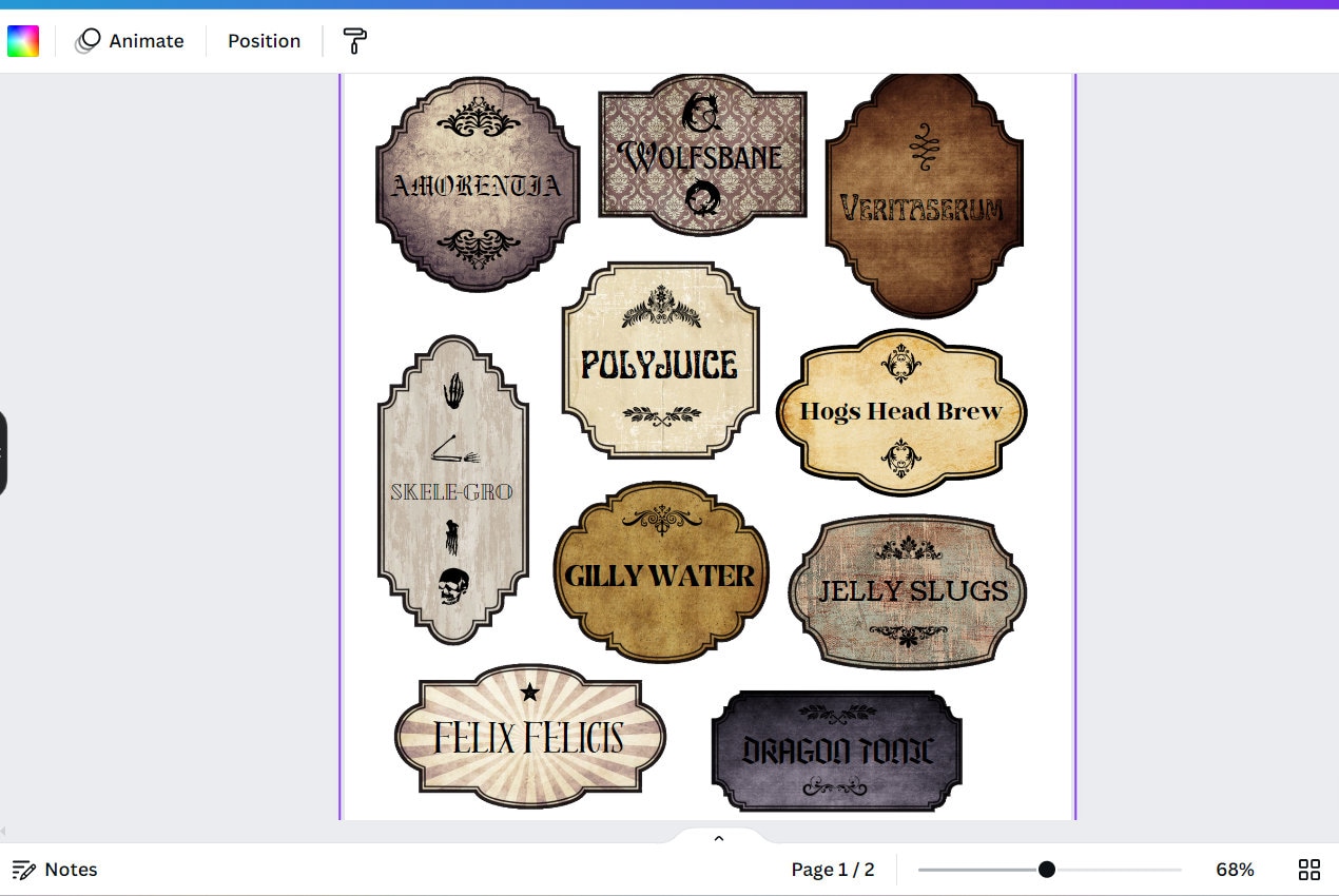 CANVA Editable Potion Bottle Blank Labels Instant Download - Etsy