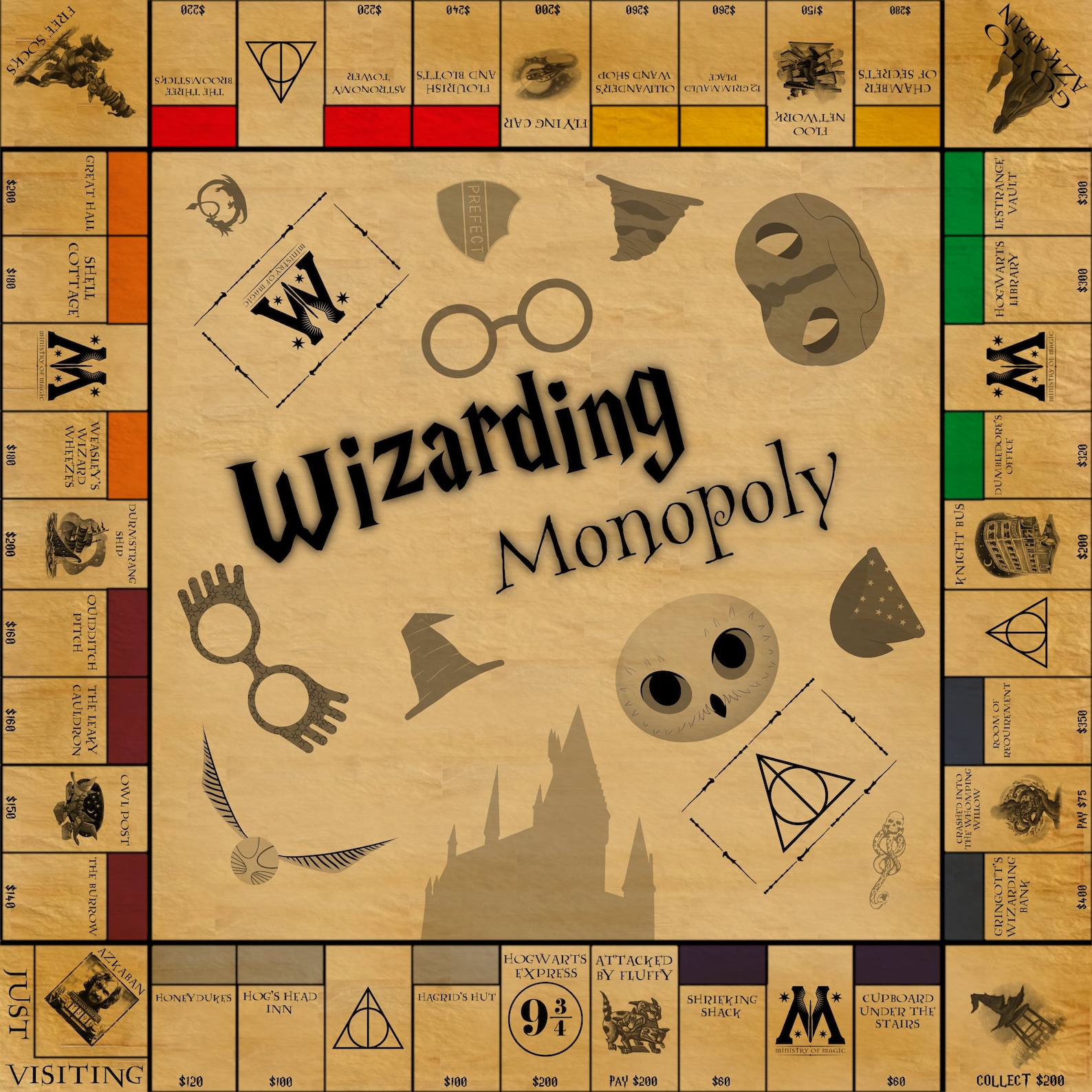 Wizard Monopoly with Cards and Money printable digital | Etsy