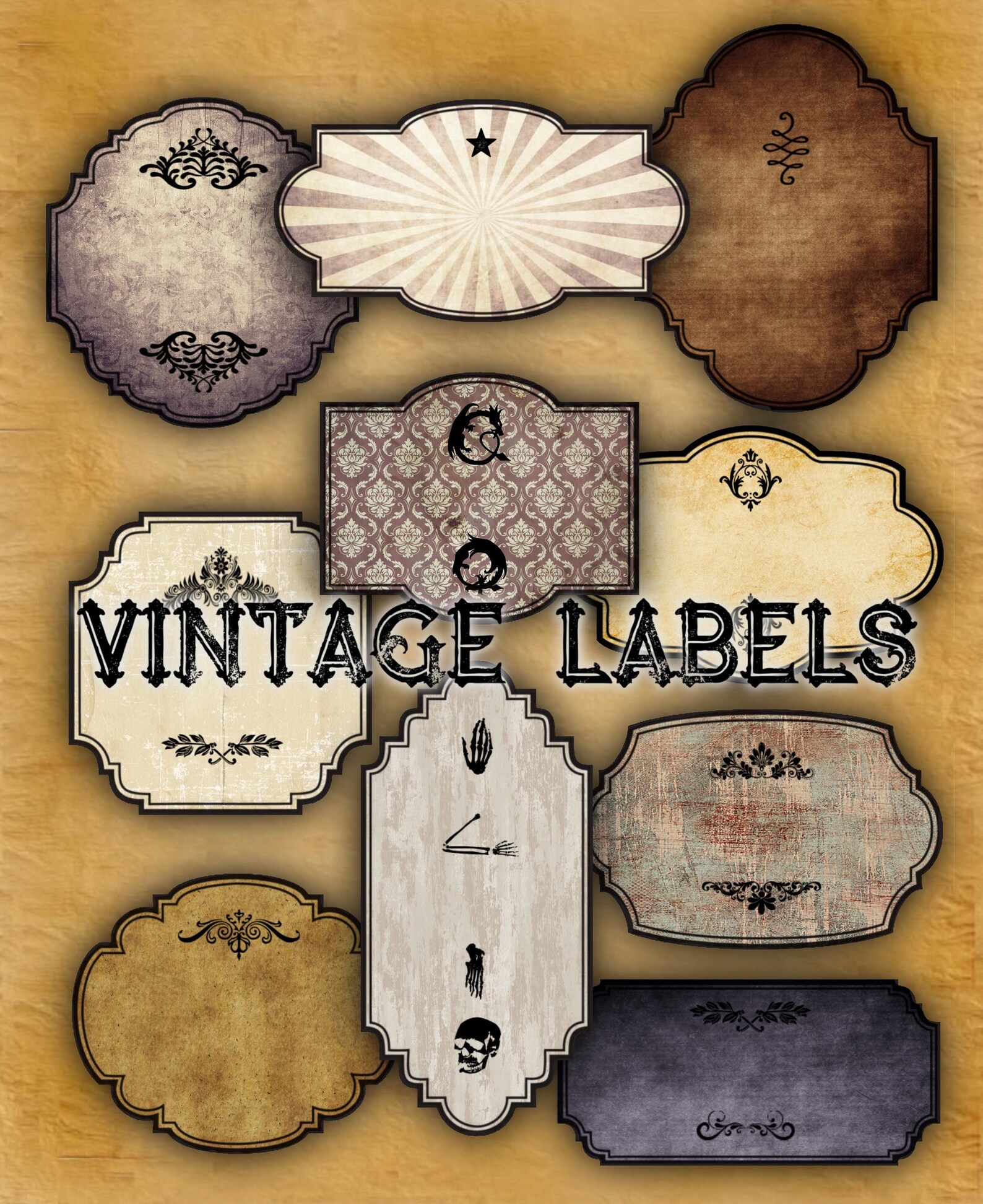 20 Printable Blank Vintage Labels Instant Download - Etsy