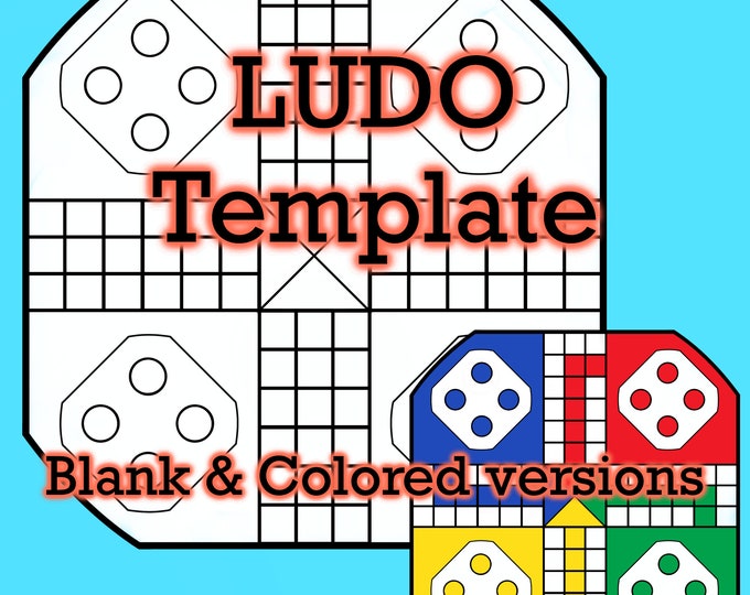Ludo Board Game Template, Board, Dice and Game Pieces Cutout Template ...