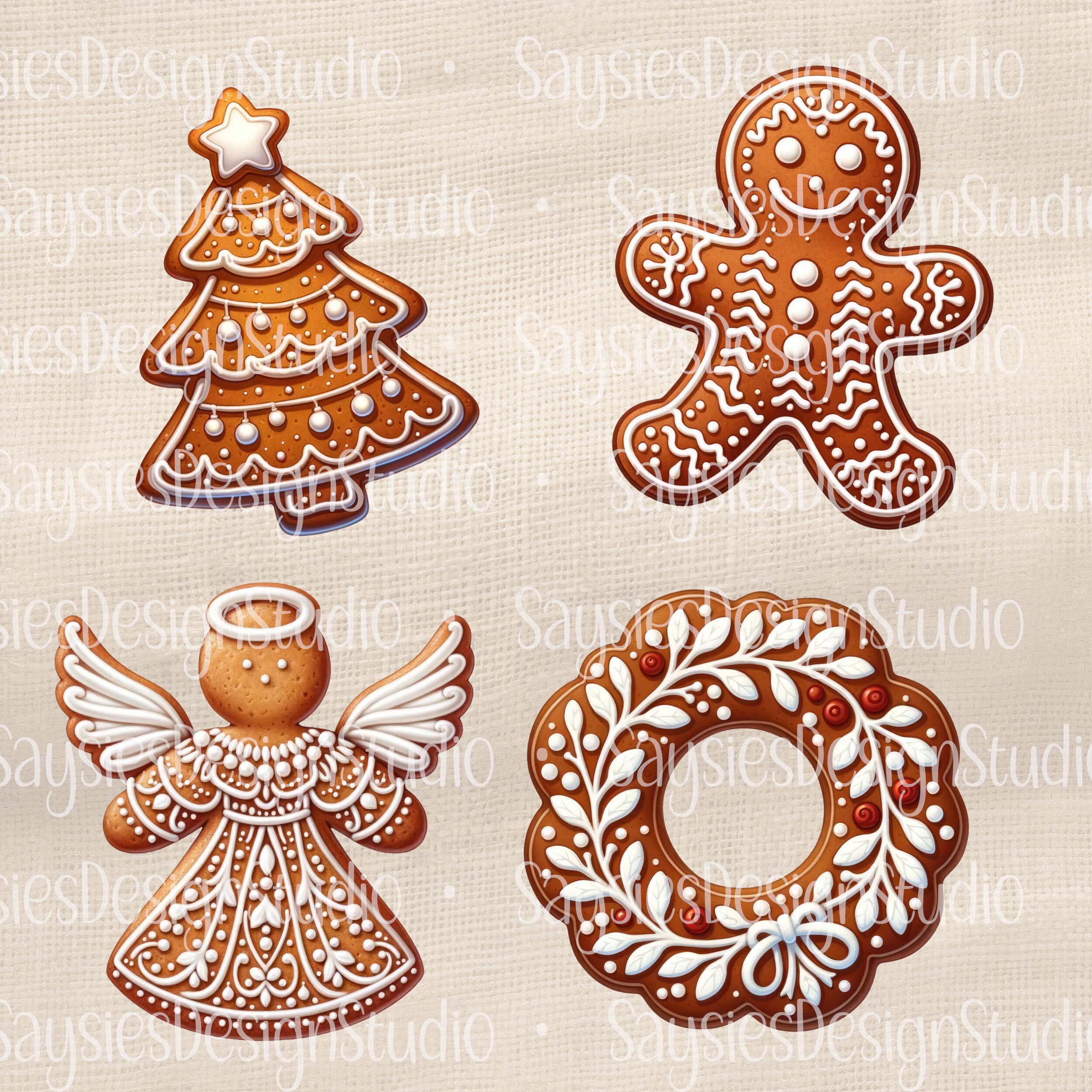 Gingerbread Cookies Clipart Bundle, Cute Christmas, Cookie, Festive ...