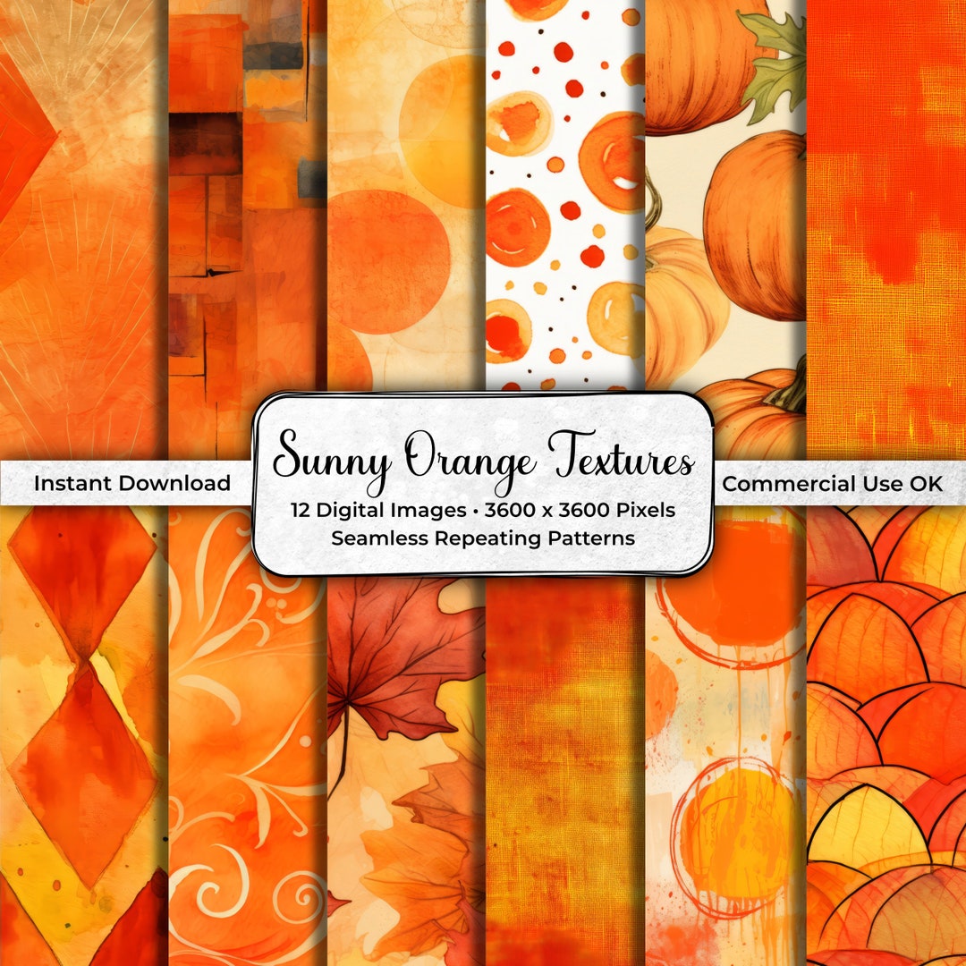 Orange Texture Scrapbook Paper: Seamless Halloween Patterns (digital ...