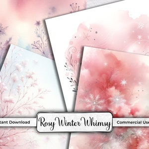 Pink Christmas Clipart: Watercolor Winter Scene (digital Download) - Etsy