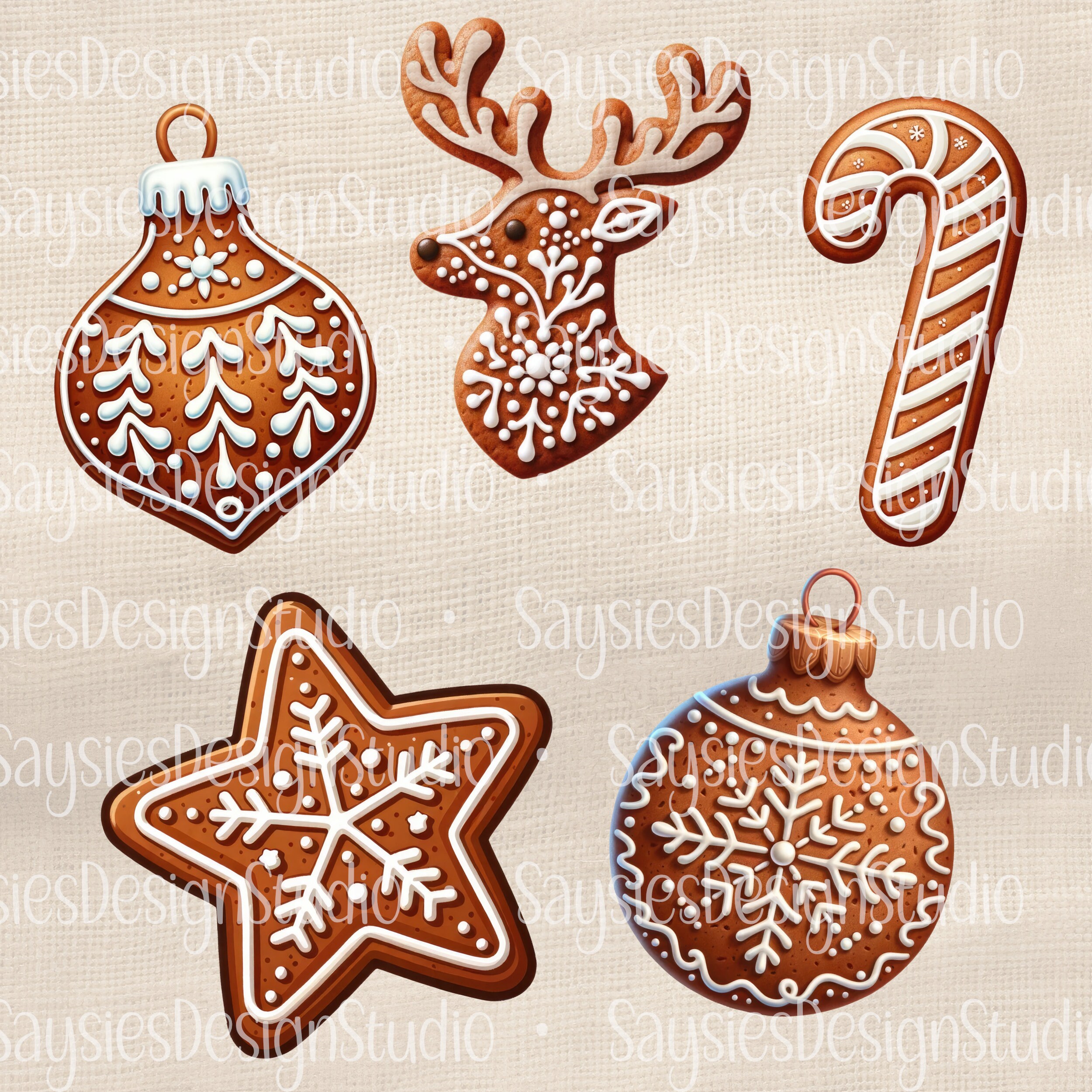 Gingerbread Cookies Clipart, Festive Christmas PNG (digital Download ...