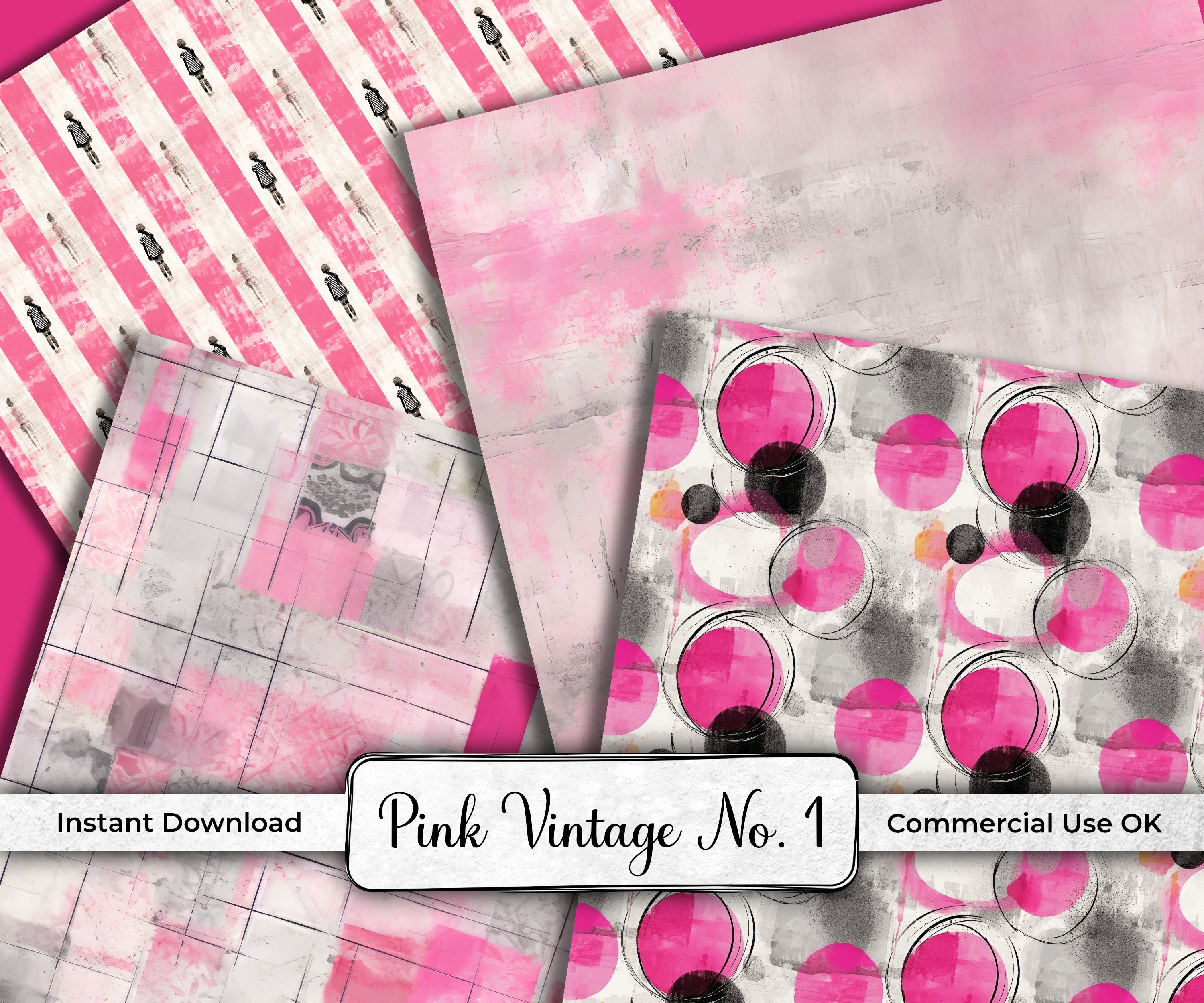 Pink Digital Paper, Commercial Use, Instant Download, Scrapbook, Junk ...