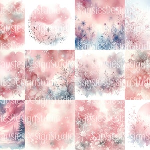 Pink Christmas Clipart: Watercolor Winter Scene (digital Download) - Etsy