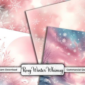 Pink Christmas Clipart: Watercolor Winter Scene (digital Download) - Etsy