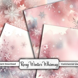 Pink Christmas Clipart: Watercolor Winter Scene (digital Download) - Etsy