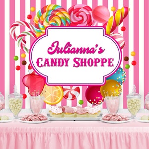 CANDY SHOP Personalized Birthday Party Backdrop Sweet Shop Candy Store ...