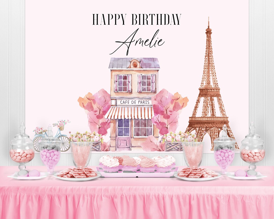 CAFE DE PARIS Party Backdrop - Personalized Paris Birthday Bridal Baby ...