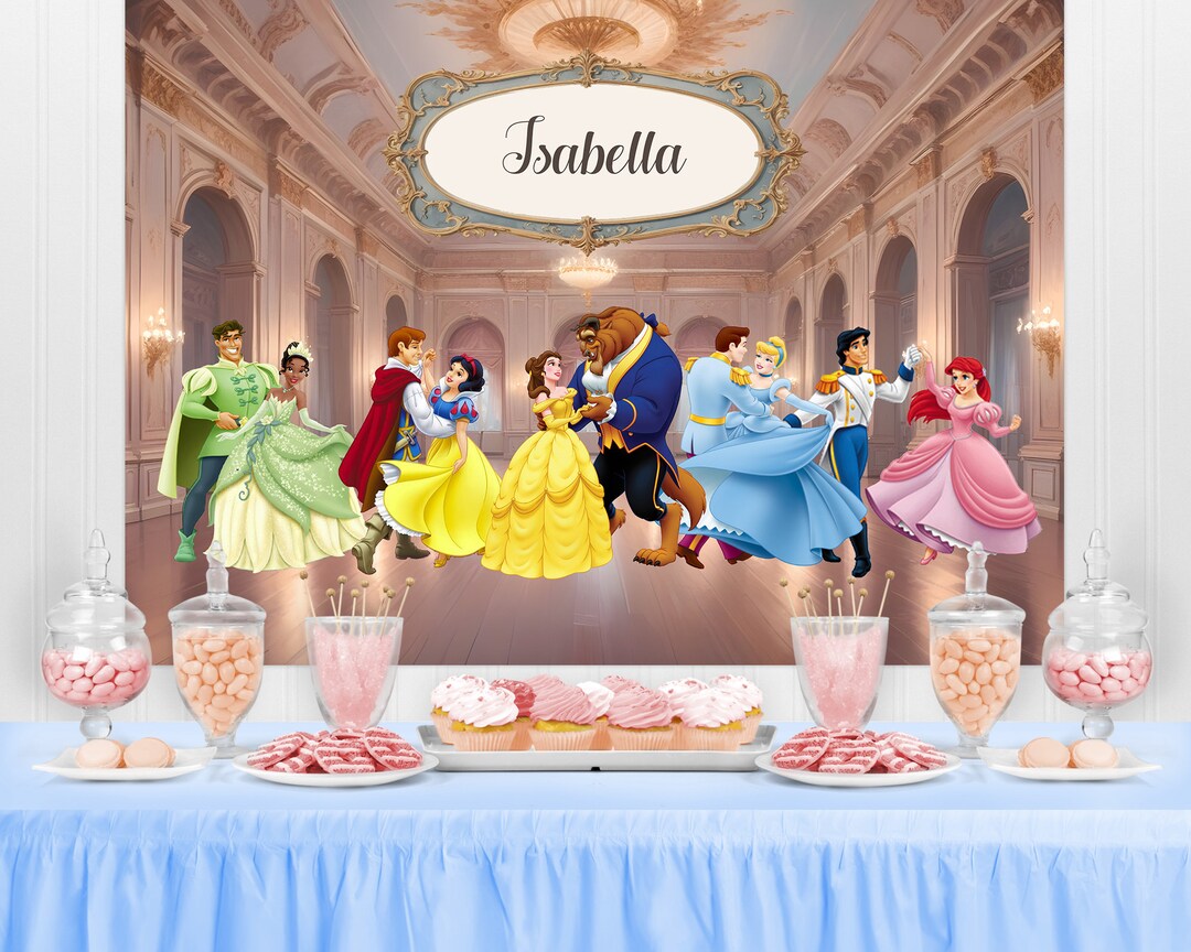 PRINCESS and PRINCES Birthday Backdrop Party Backdrop Party Banner ...
