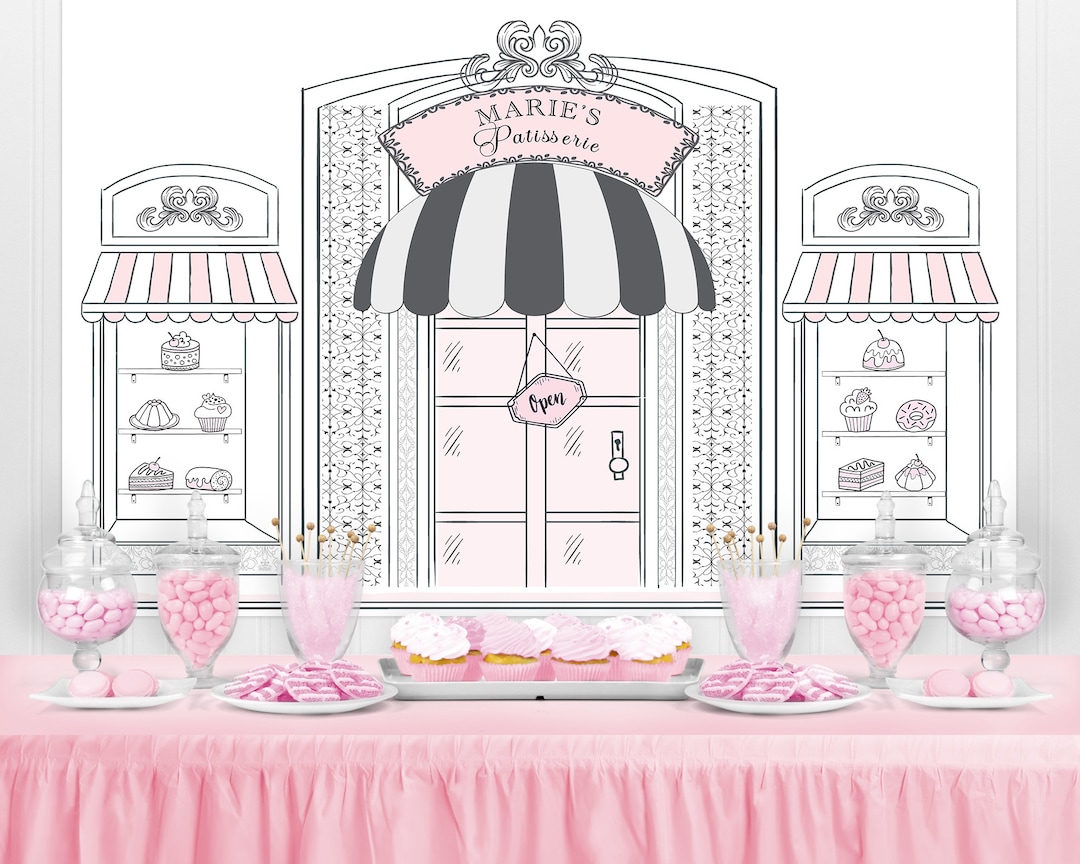 FRENCH PATISSERIE Party Backdrop - Personalized Paris Birthday Bridal ...