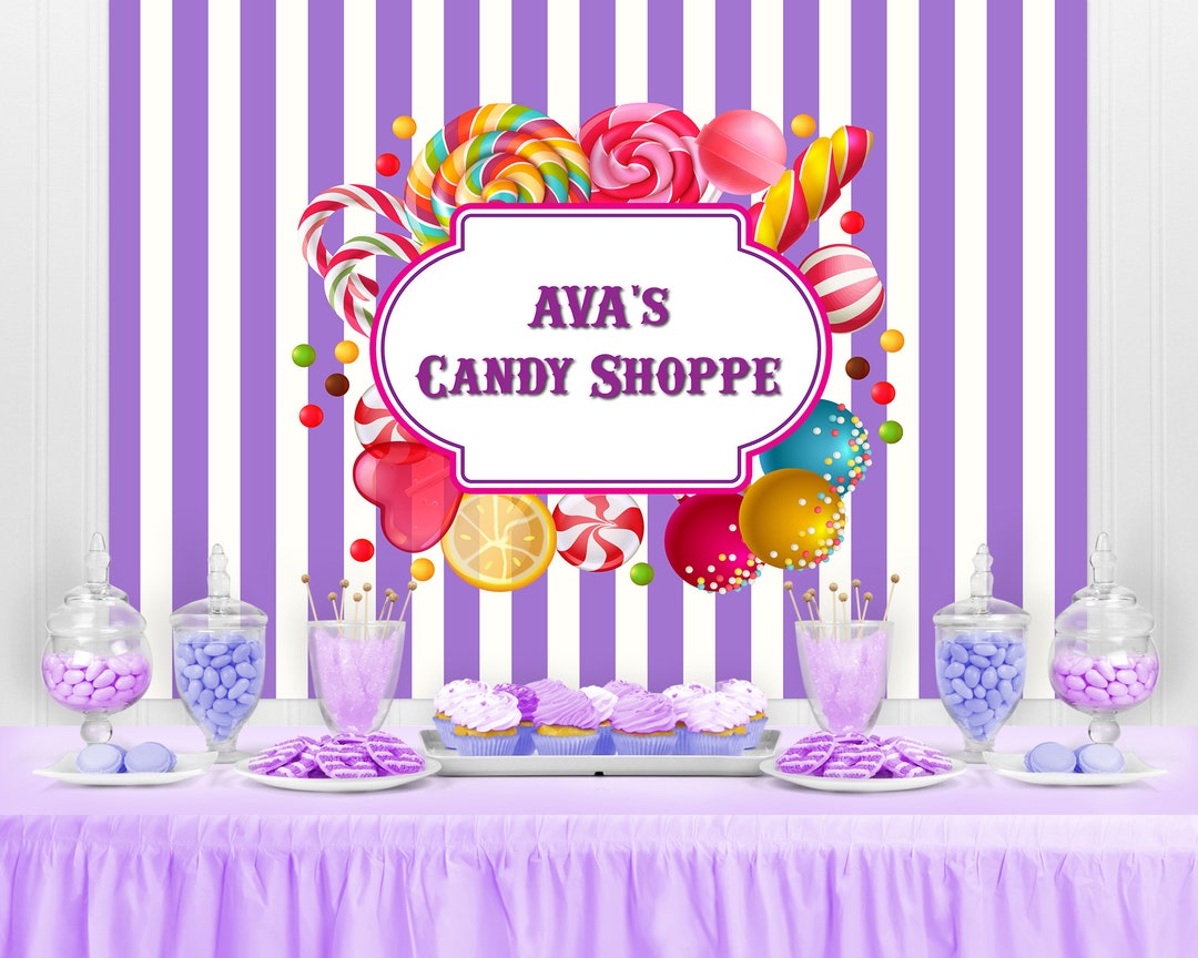 CANDY SHOP Personalized Birthday Party Backdrop Sweet Shop Candy Store ...