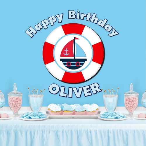 NAUTICAL Personalized Party Backdrop Maritime First Birthday - Etsy