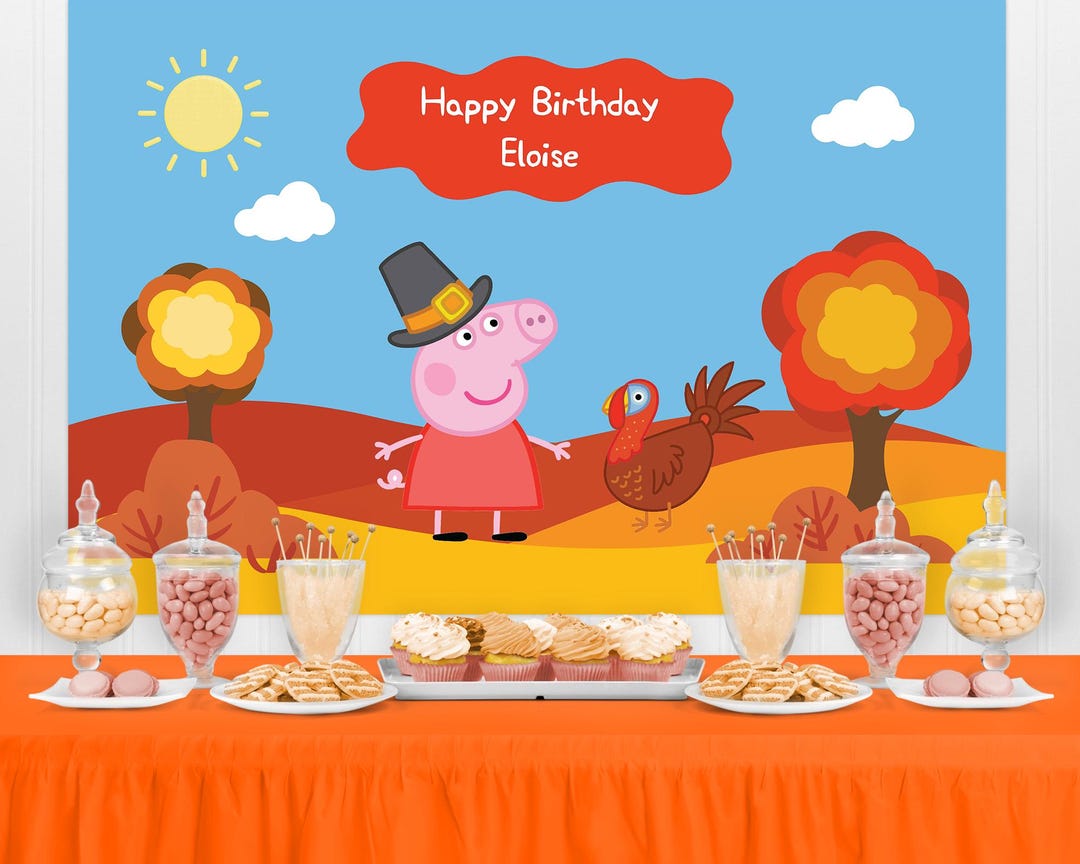 PIG Character Inspired Backdrop Personalized Birthday Party Backdrop ...