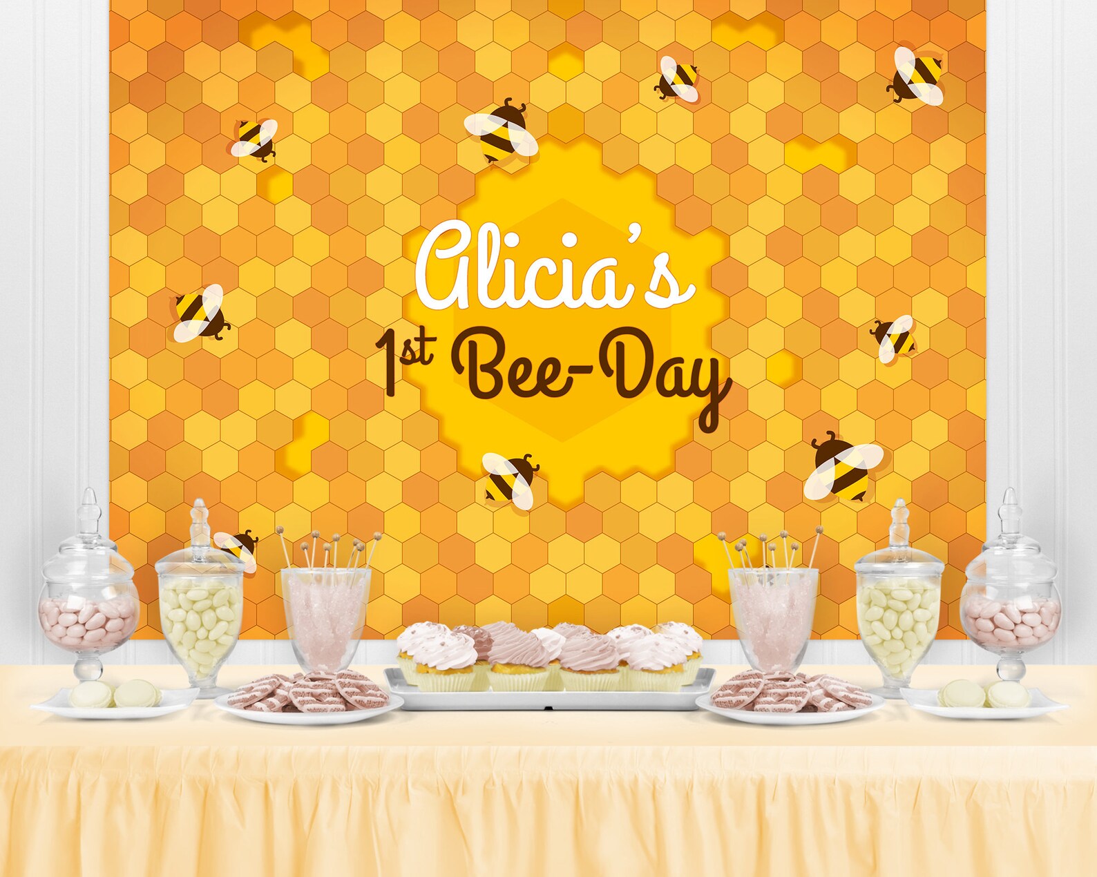 BEE Personalized Party Backdrop First Bee Day Birthday Party - Etsy