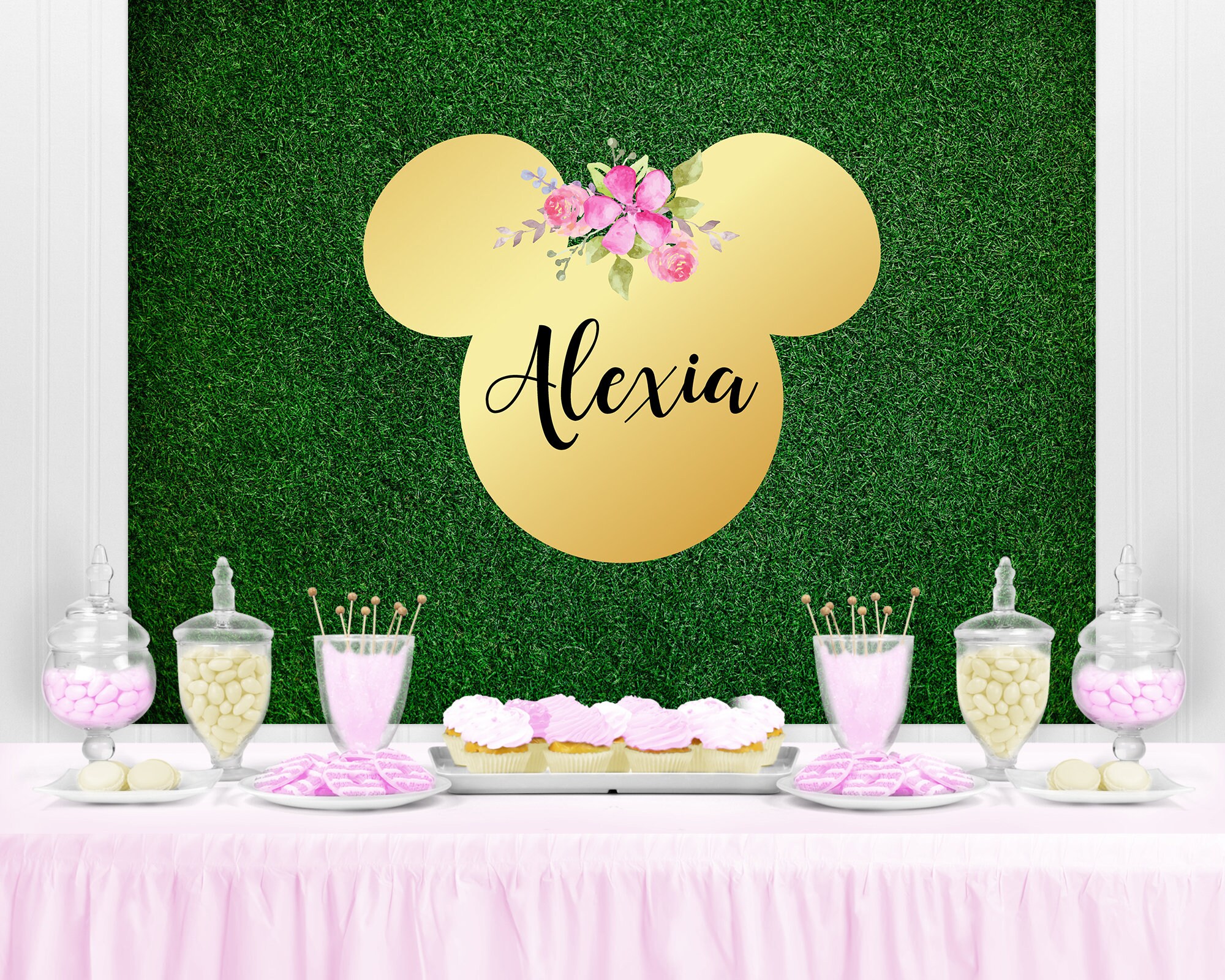 Printed Minnie Mouse Round Backdrop - Etsy