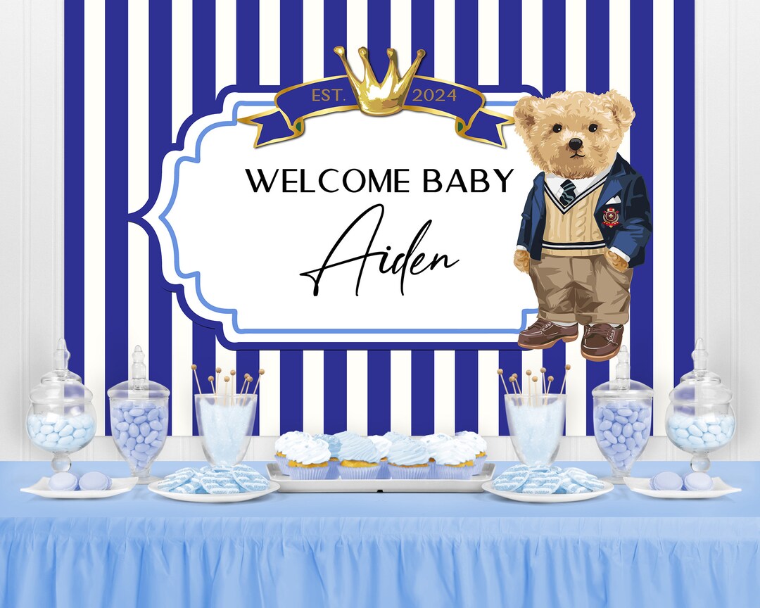 BEAR Birthday Backdrop Custom London Teddy Bear Birthday Party ...