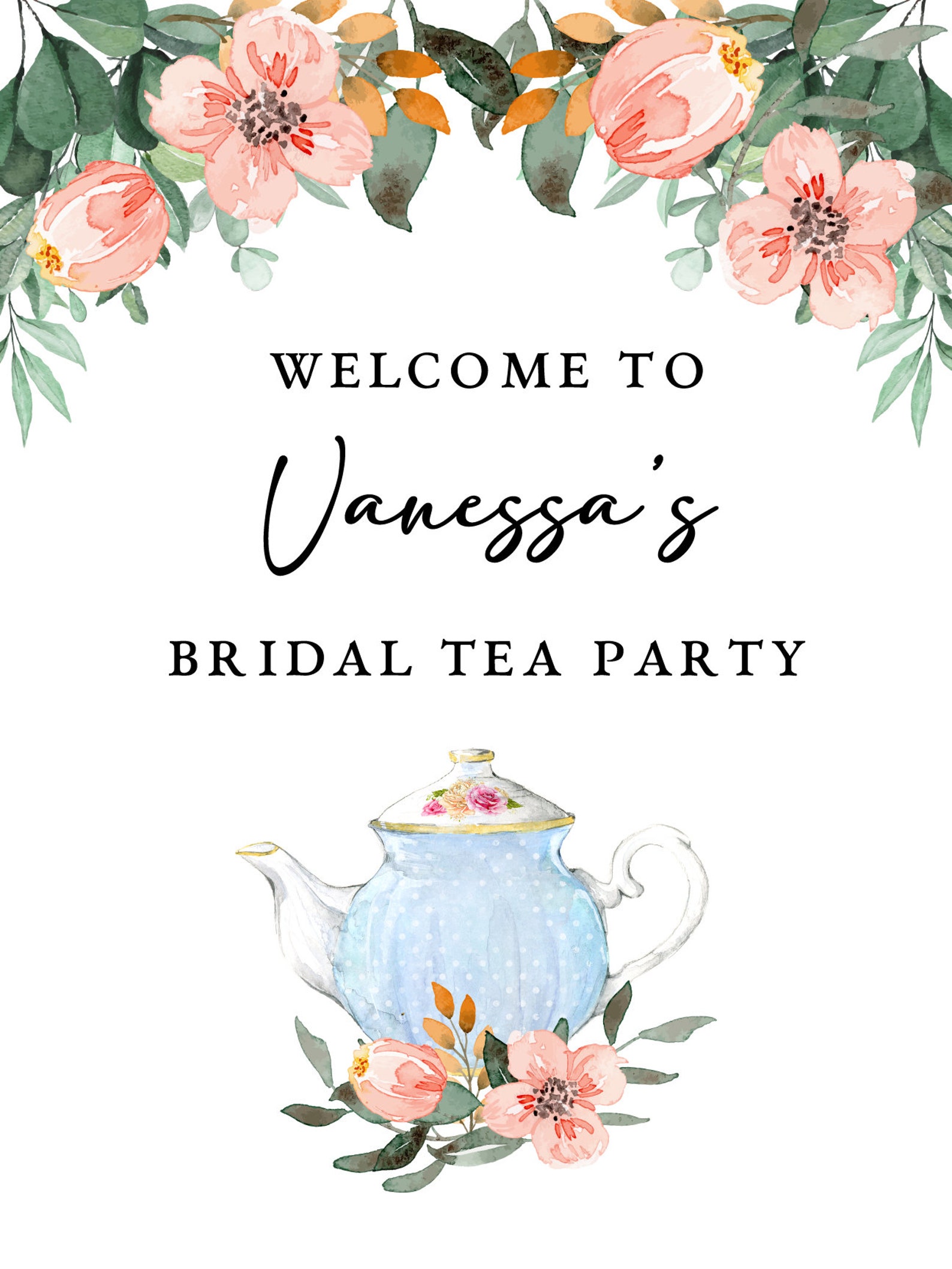 TEA PARTY Personalized Welcome Sign Personalized Tea Party - Etsy