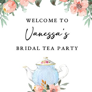 TEA PARTY Personalized Welcome Sign Personalized Tea Party Background ...