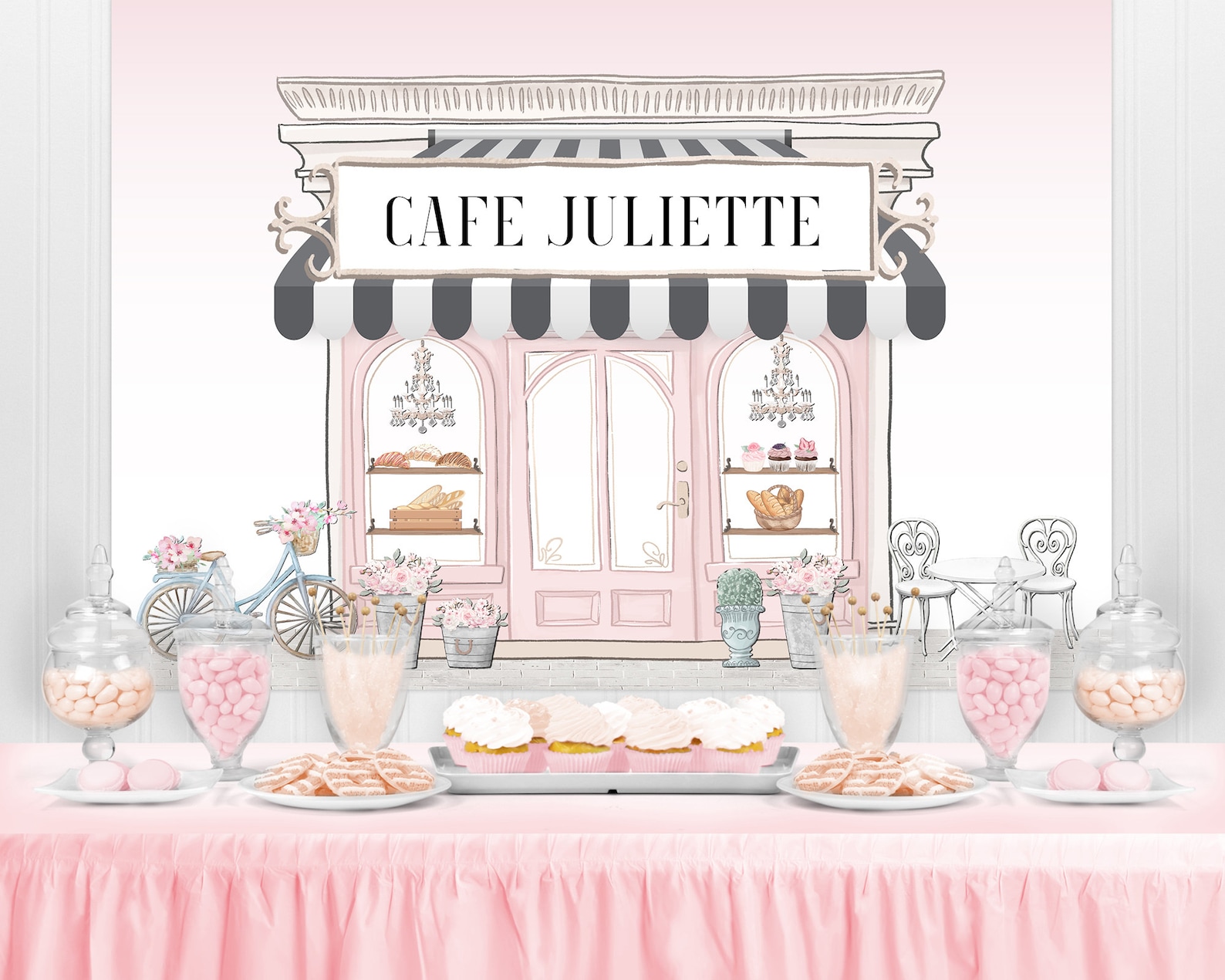 Personalized French Patisserie Cafe Bakery Backdrop – Paris Birthday ...